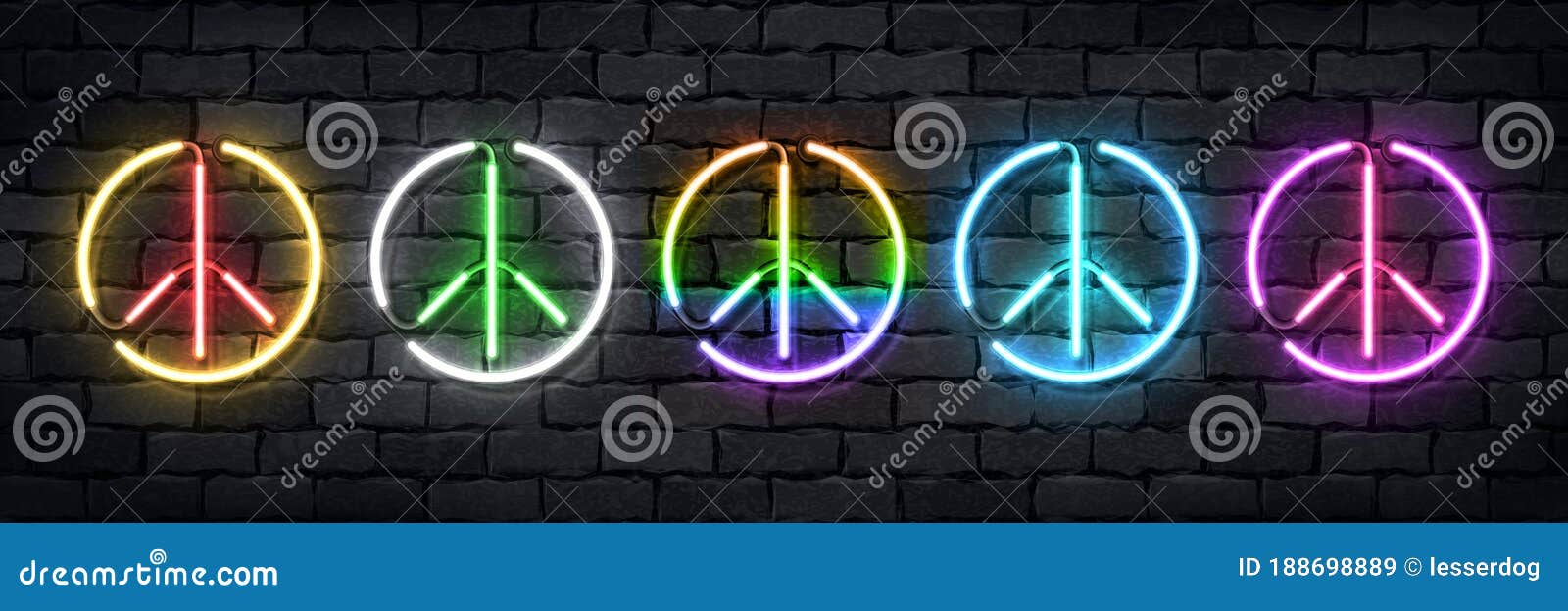 Vector Set of Realistic Isolated Neon Sign of Peace Logo for Decoration ...