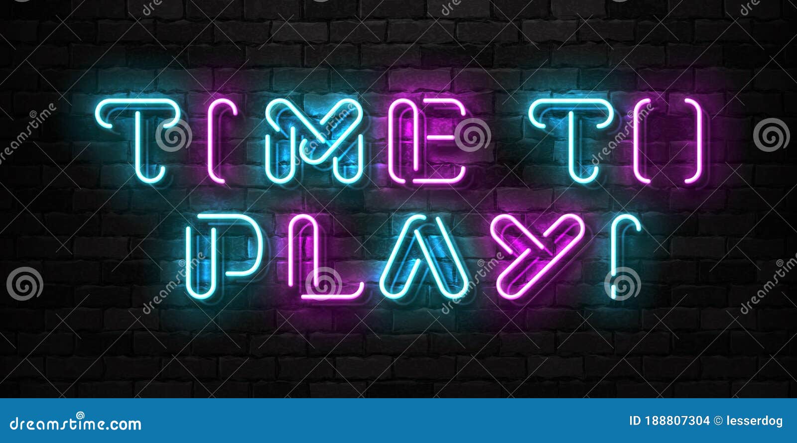 Vector Realistic Isolated Neon Sign of Time To Play Typography Logo ...