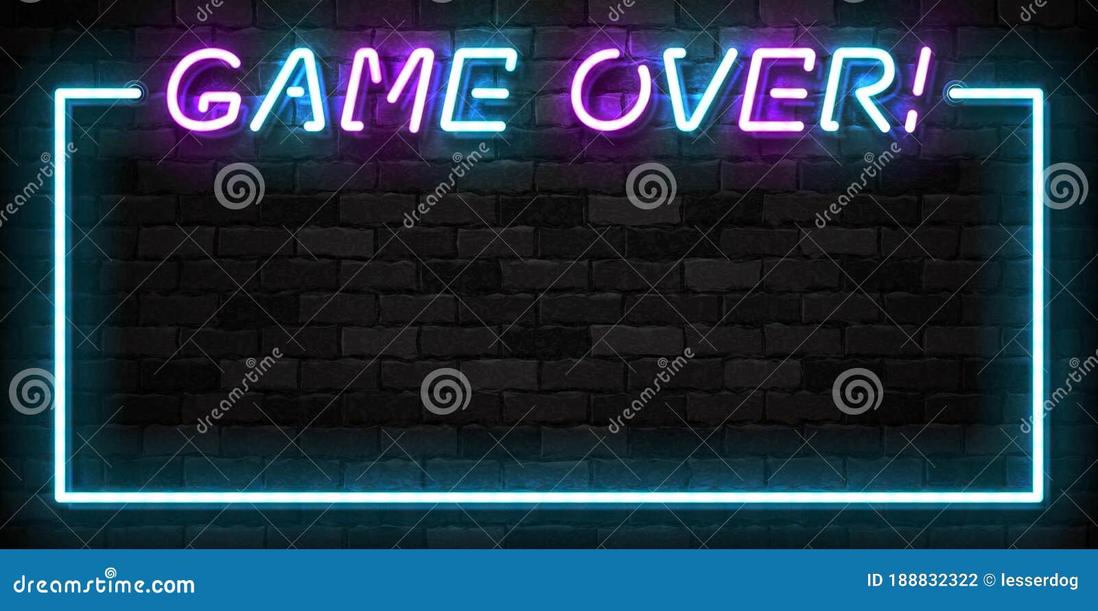 Vector Realistic Isolated Neon Sign of Game Over Frame Logo for ...