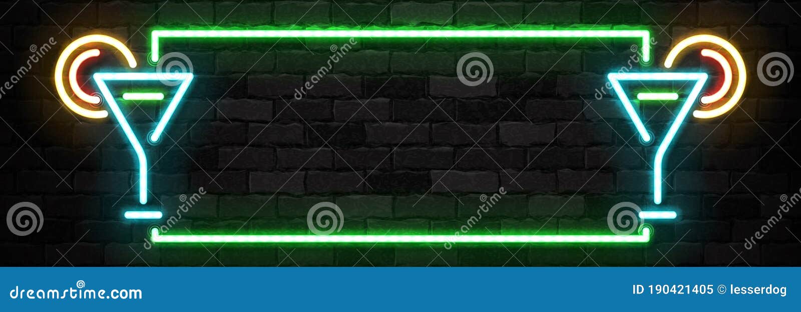 Vector Realistic Isolated Neon Sign of Cocktail Frame Logo for Template ...