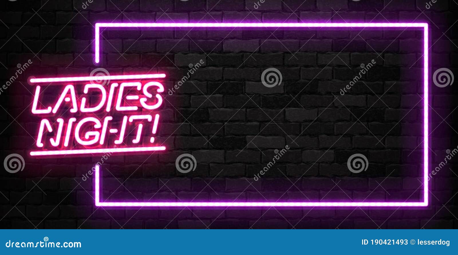 Vector Realistic Isolated Neon Sign of Ladies Night Frame Logo for ...