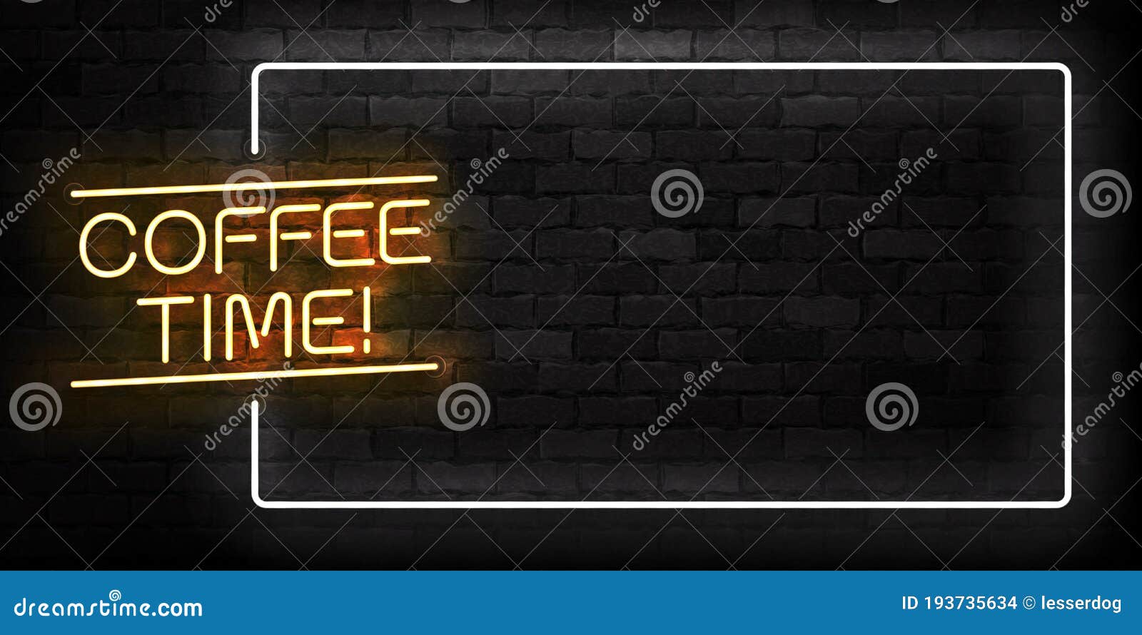 Vector Realistic Isolated Neon Sign of Coffee Time Frame Logo for ...