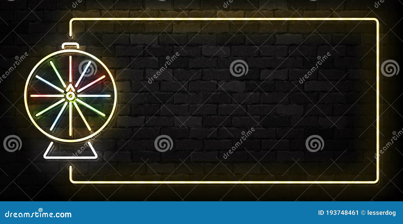 Vector Realistic Isolated Neon Sign of Wheel of Fortune Frame Logo for ...