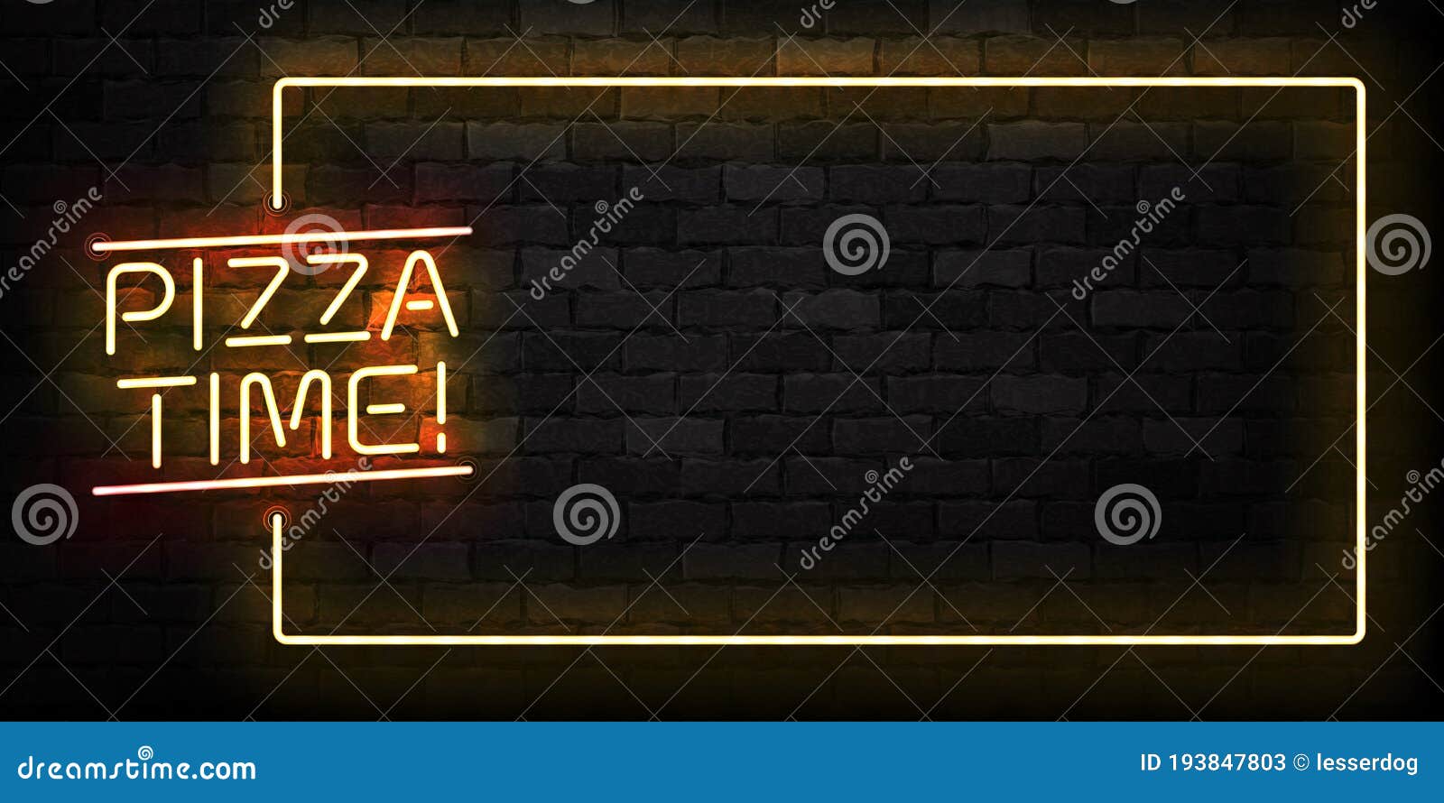 Vector Realistic Isolated Neon Sign of Pizza Time Frame Logo for ...
