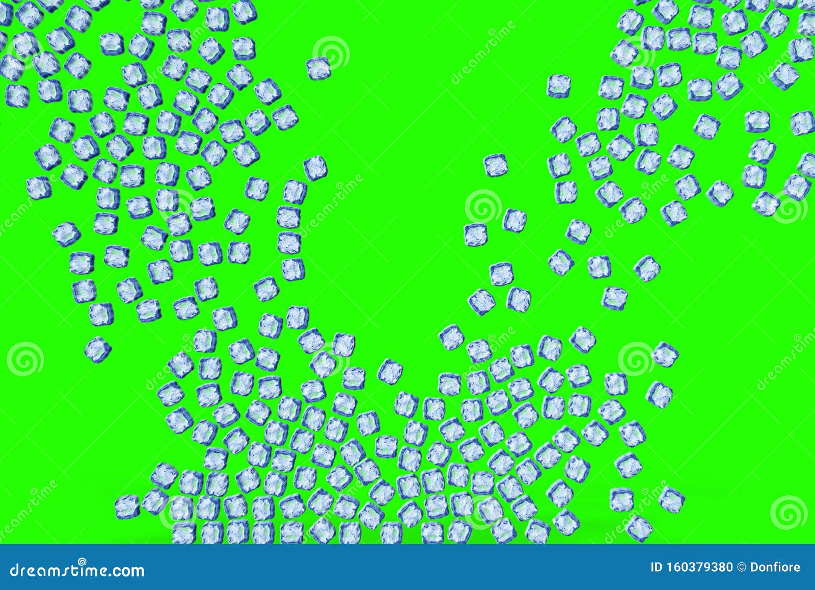 Wall of a Lot of Ice Cubes Symbol Falling Down on Chroma Key Green ...