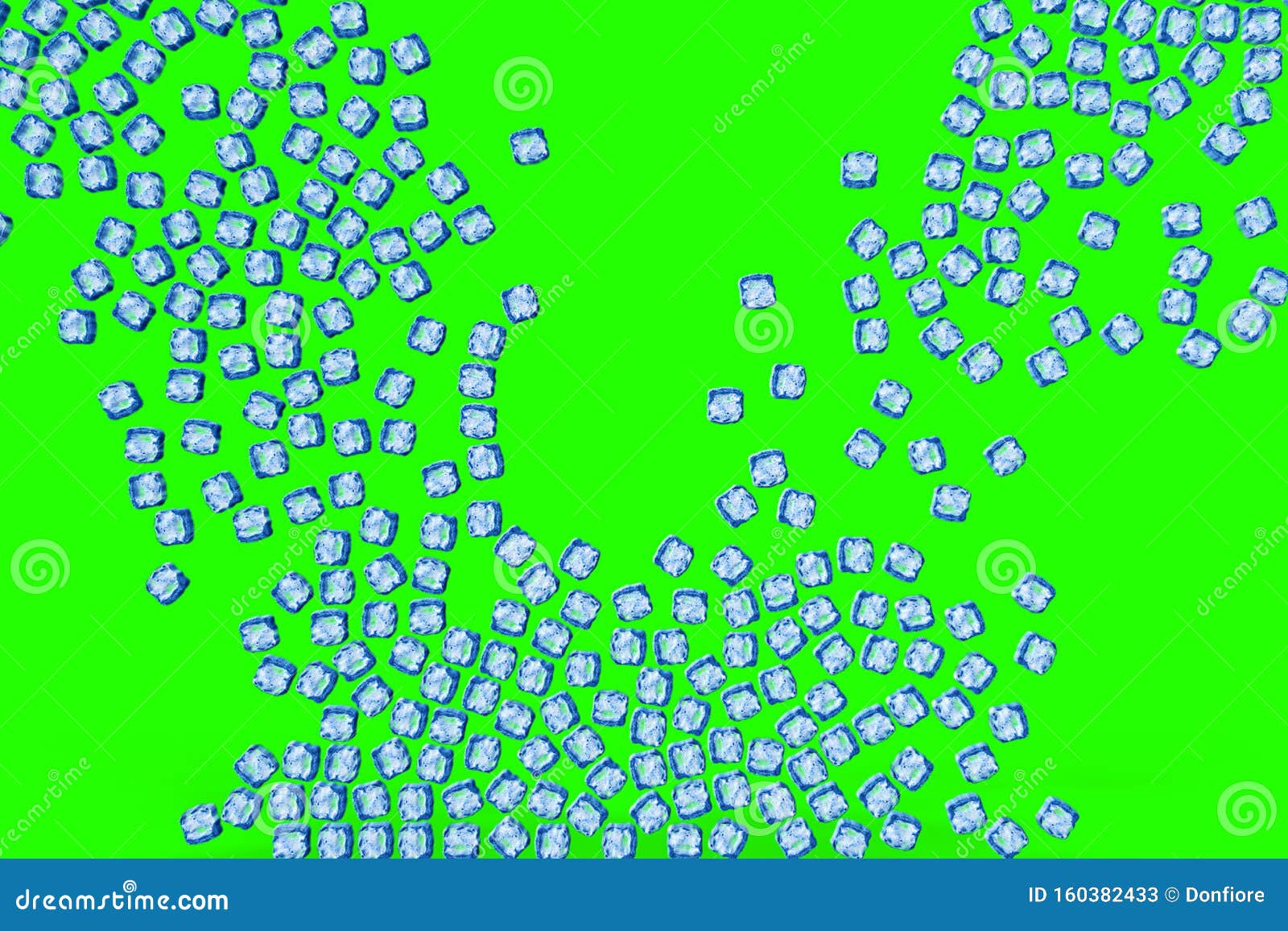 Wall of a Lot of Ice Cubes Symbol Falling Down on Chroma Key Green ...