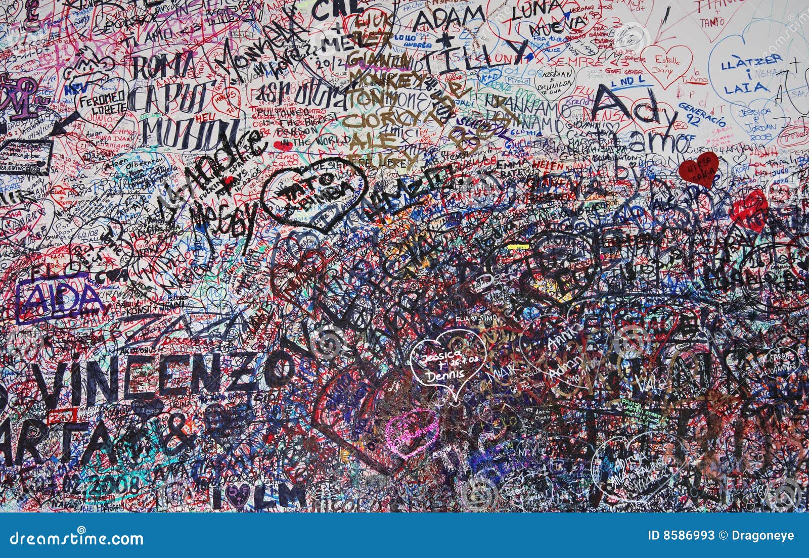 Wall of Love Messages in Verona Stock Image - Image of urban, verona ...