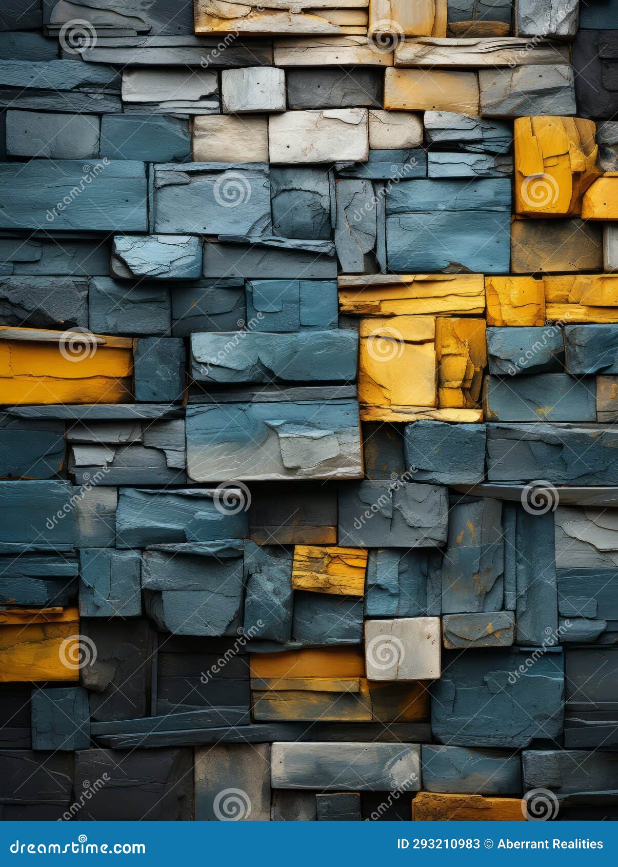 A Wall Made of Blue and Yellow Bricks Stock Illustration - Illustration ...