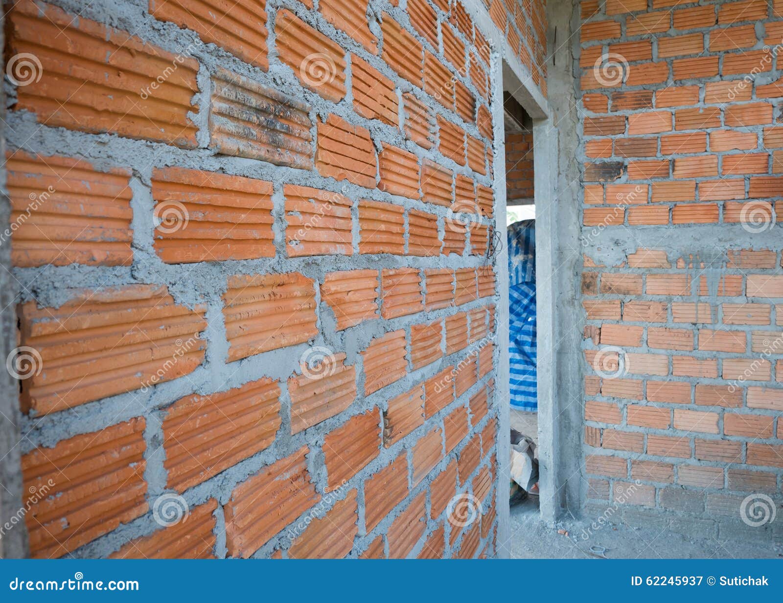 Wall Made Brick in Residential Building Construction Stock Image ...
