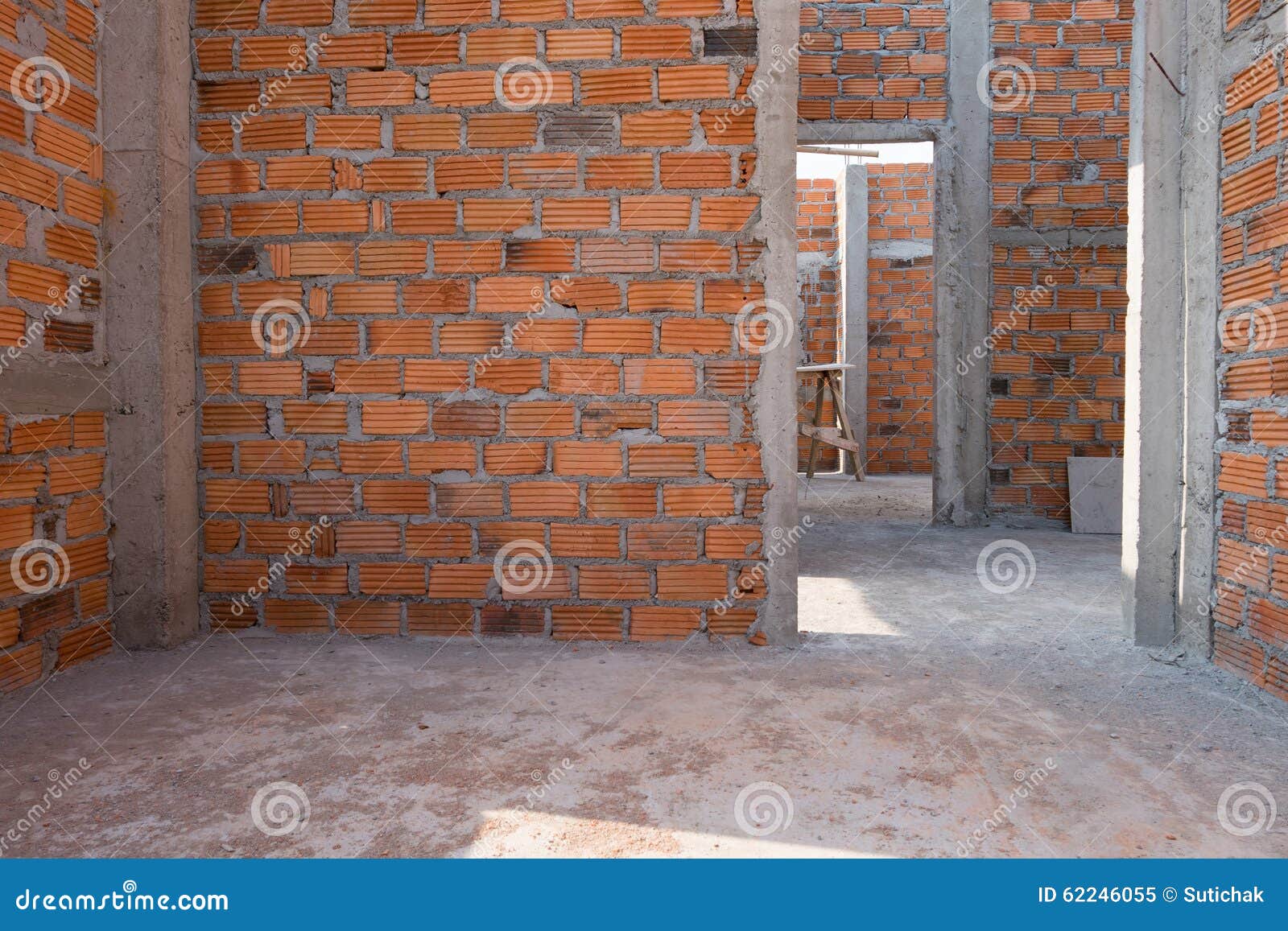 Wall Made Brick in Residential Building Construction Stock Image ...