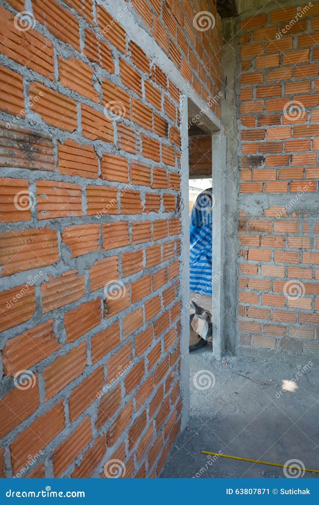 Wall Made Brick in Residential Building Construction Stock Image ...