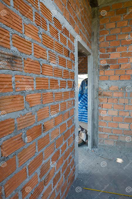 Wall Made Brick in Residential Building Construction Stock Image ...