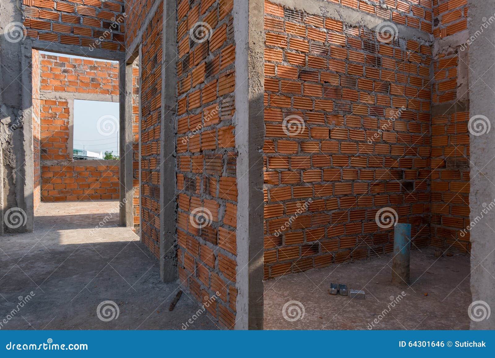Wall Made Brick in Residential Building Construction Stock Photo ...