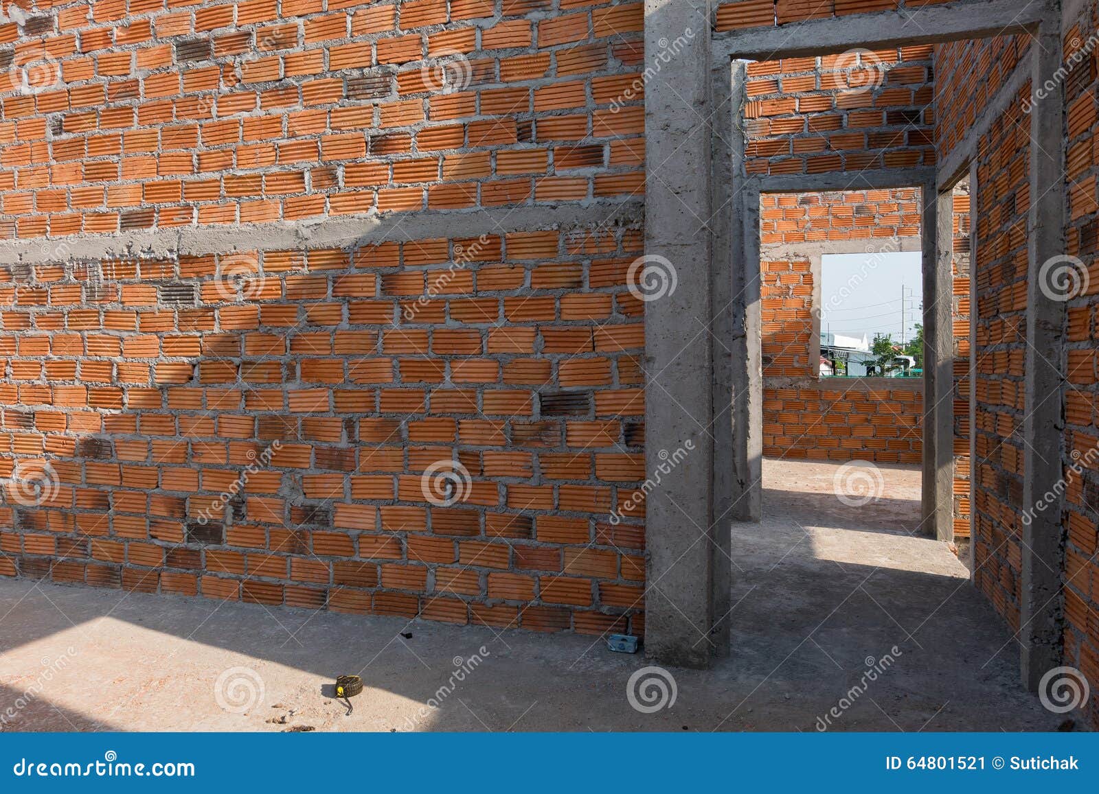 Wall Made Brick in Residential Building Construction Stock Image ...