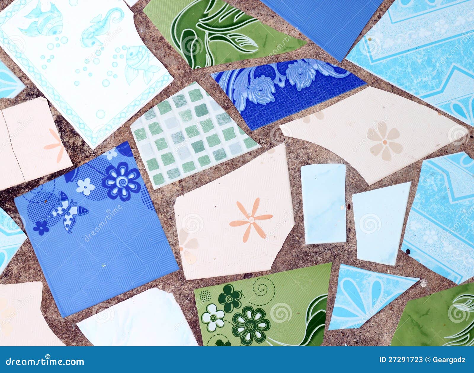 Wall made from broken tile stock image. Image of color - 27291723