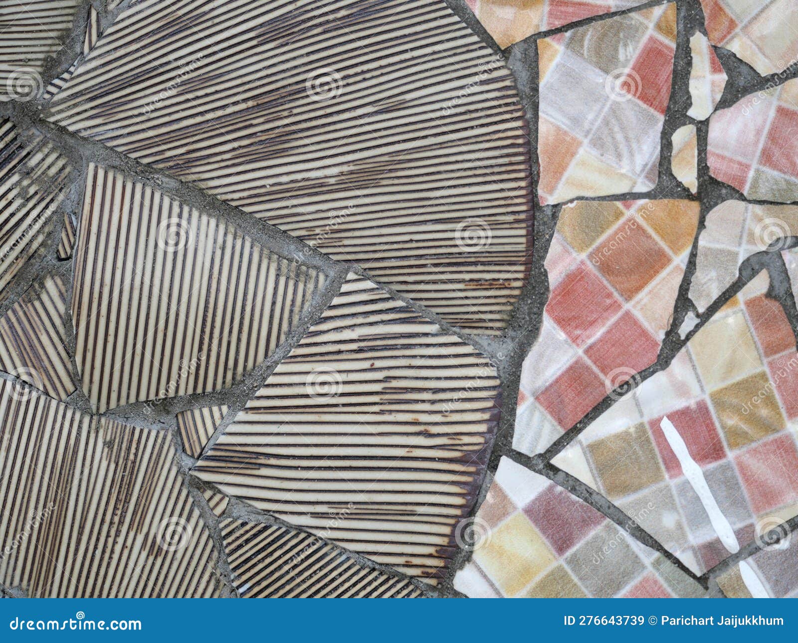 A Wall Made of Colorful Broken Ceramic Shards.it is a Beautiful Work of ...