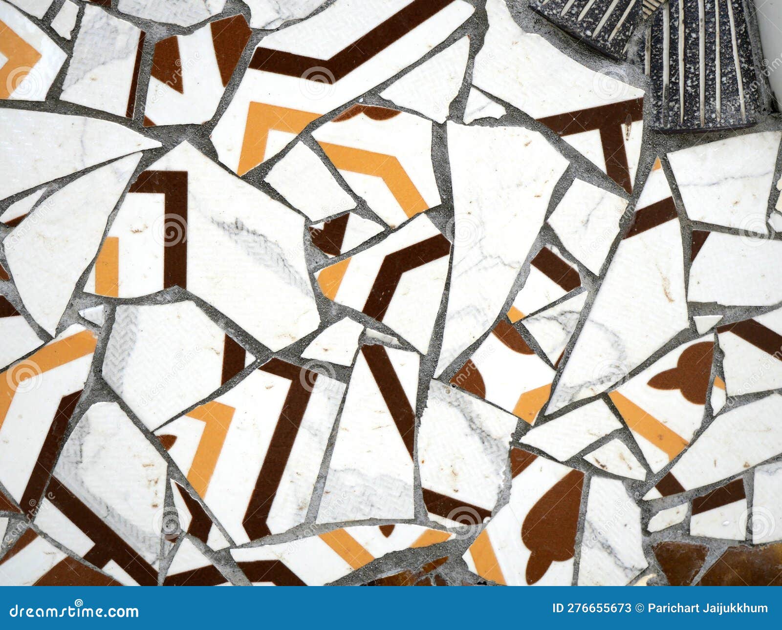 A Wall Made of Colorful Broken Ceramic Shards.it is a Beautiful Work of ...