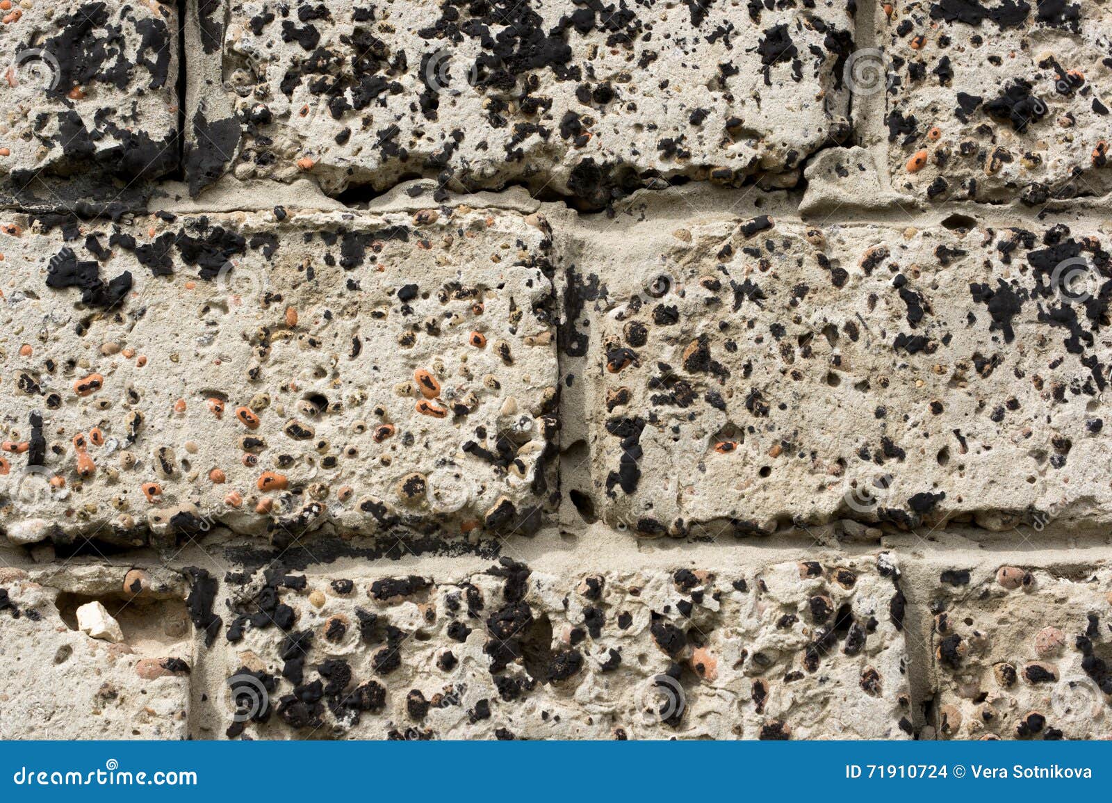 Wall Made of Concrete Blocks, Stained Black Resin Stock Photo - Image ...