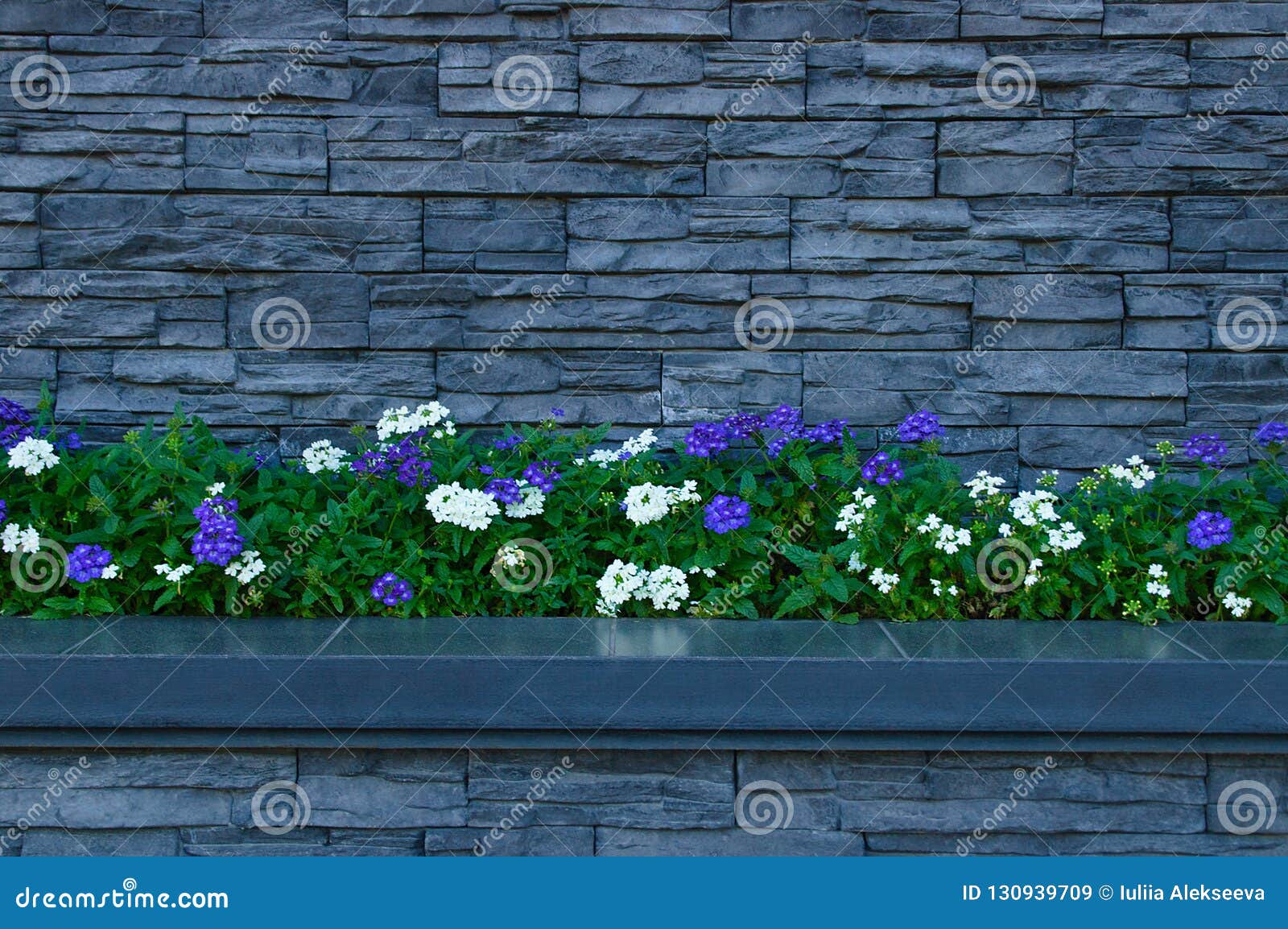 A Wall Made of Decorative Stone with a Flower Stock Image - Image of ...