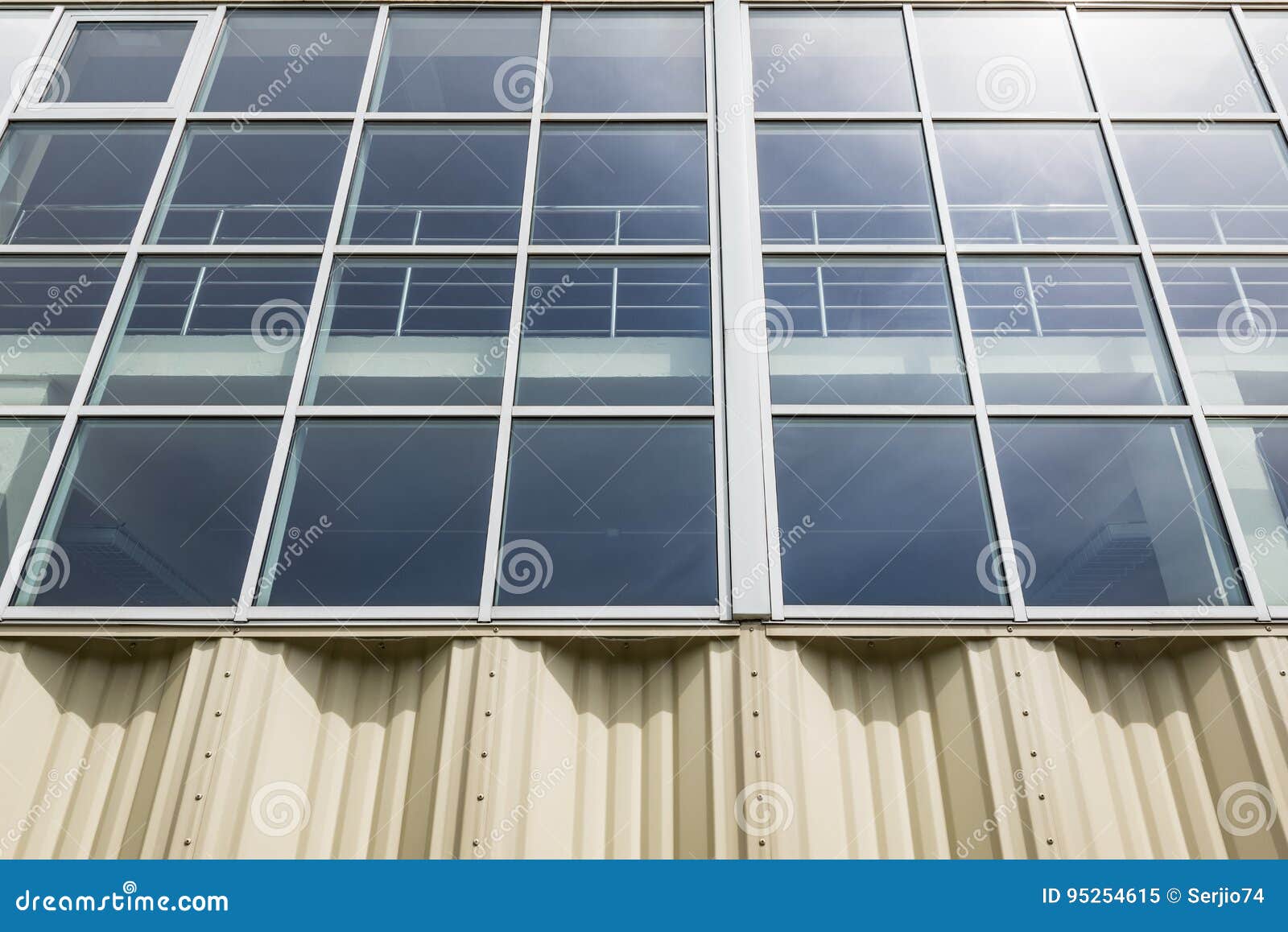 Wall Made of Glass and Metal. Stock Image - Image of floors, detail ...