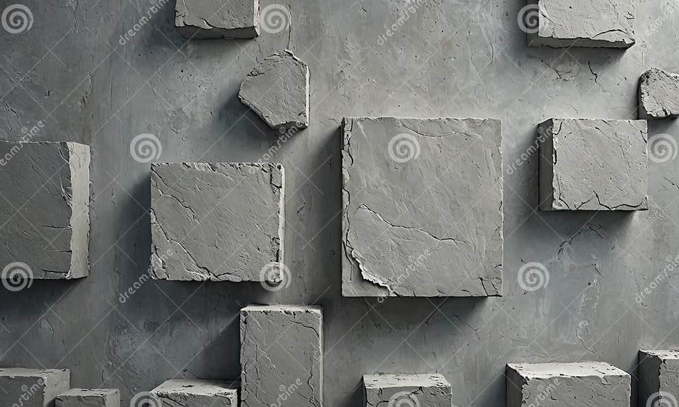 A Wall is Made of Grey Blocks, and the Blocks are Arranged in a Pattern ...