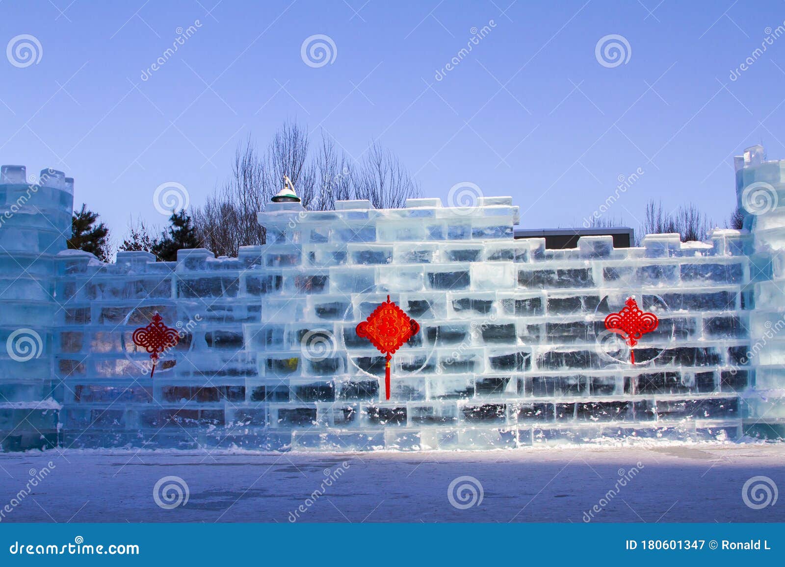 A wall made by ice bricks stock image. Image of city - 180601347