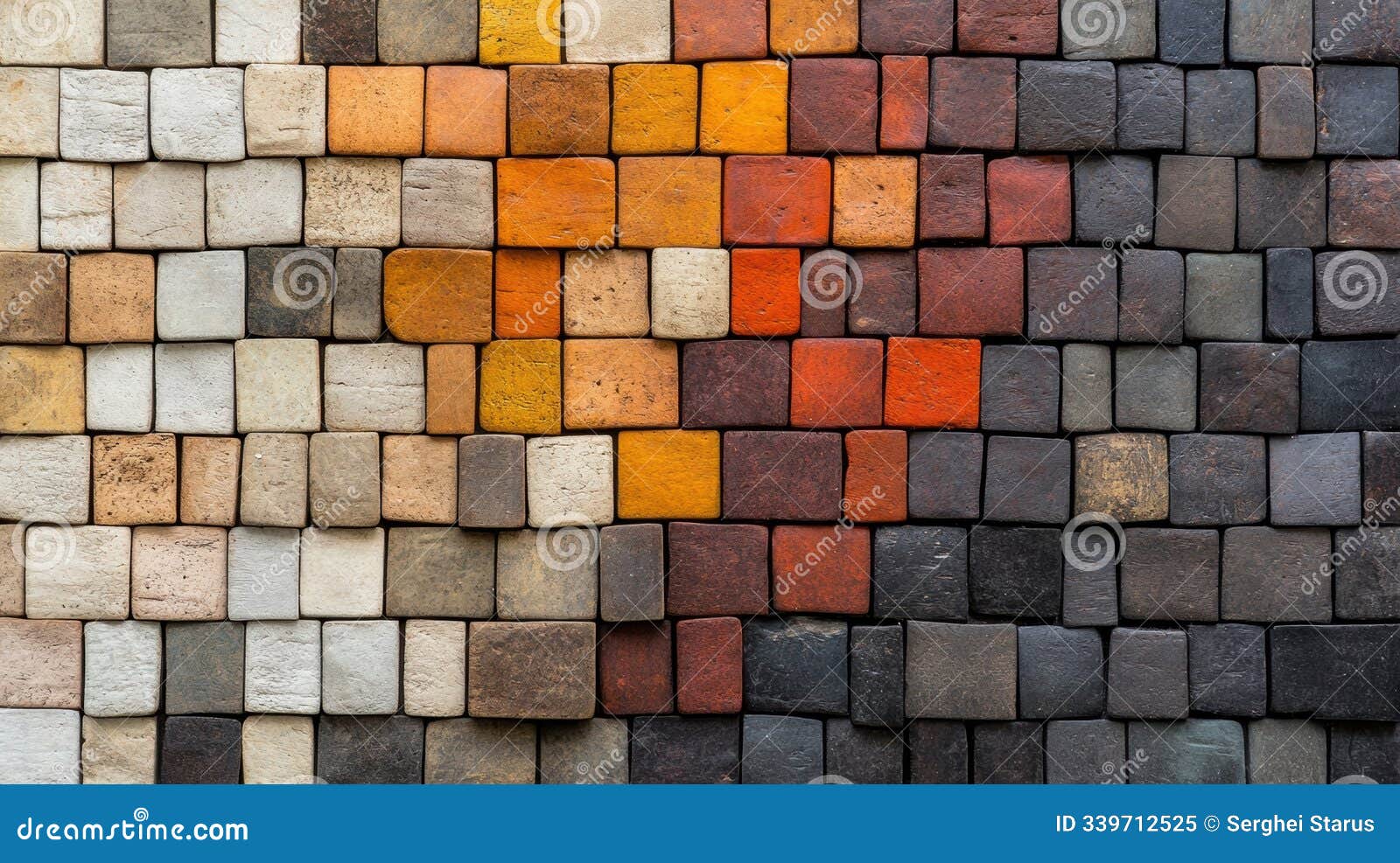A Wall Made of Many Different Colored Tiles that are Stacked on Top of ...