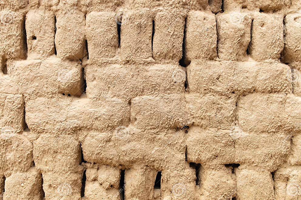 A Wall Made of Mud Bricks As Background and Texture Horizontal Stock ...