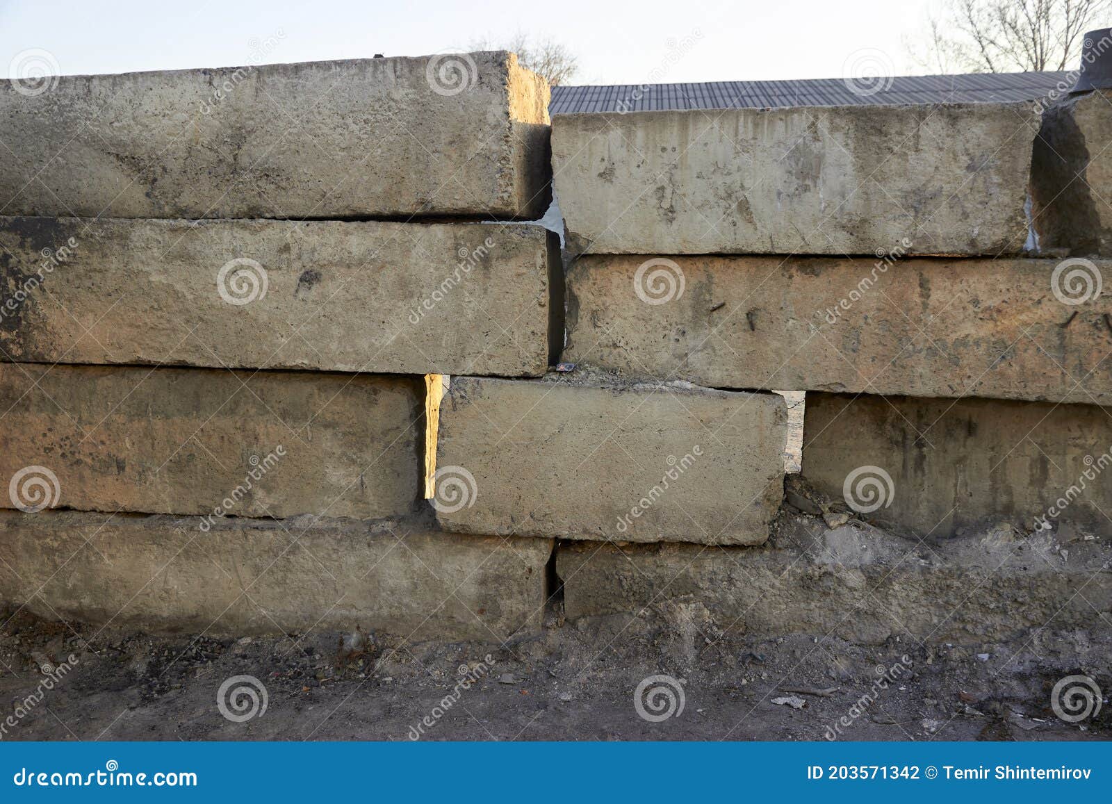 Wall Made of Old Concrete Foundation Blocks Stock Photo - Image of ...