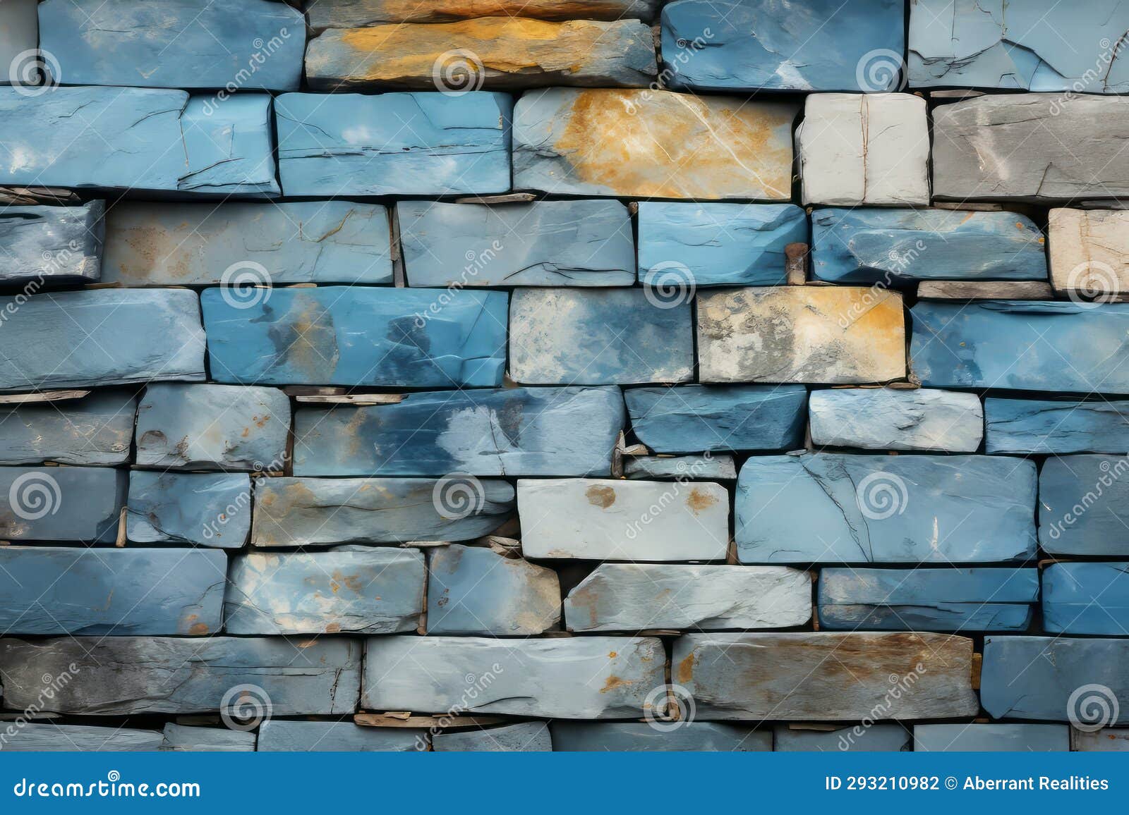 A Wall Made Out of Blue and Yellow Bricks Stock Illustration ...