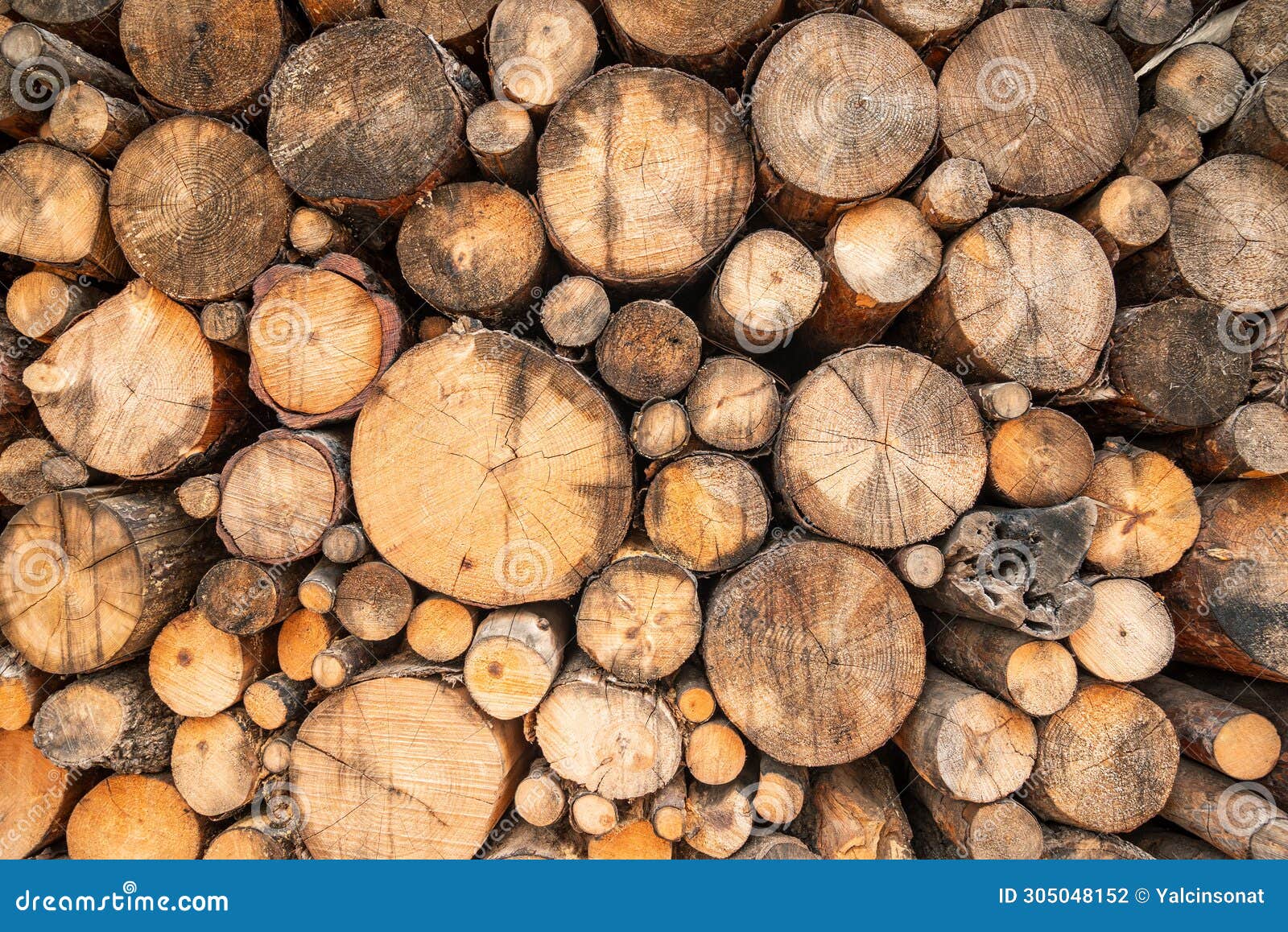 Wall Made with a Pile of Chopped Logs of Different Sizes. Log Pile ...