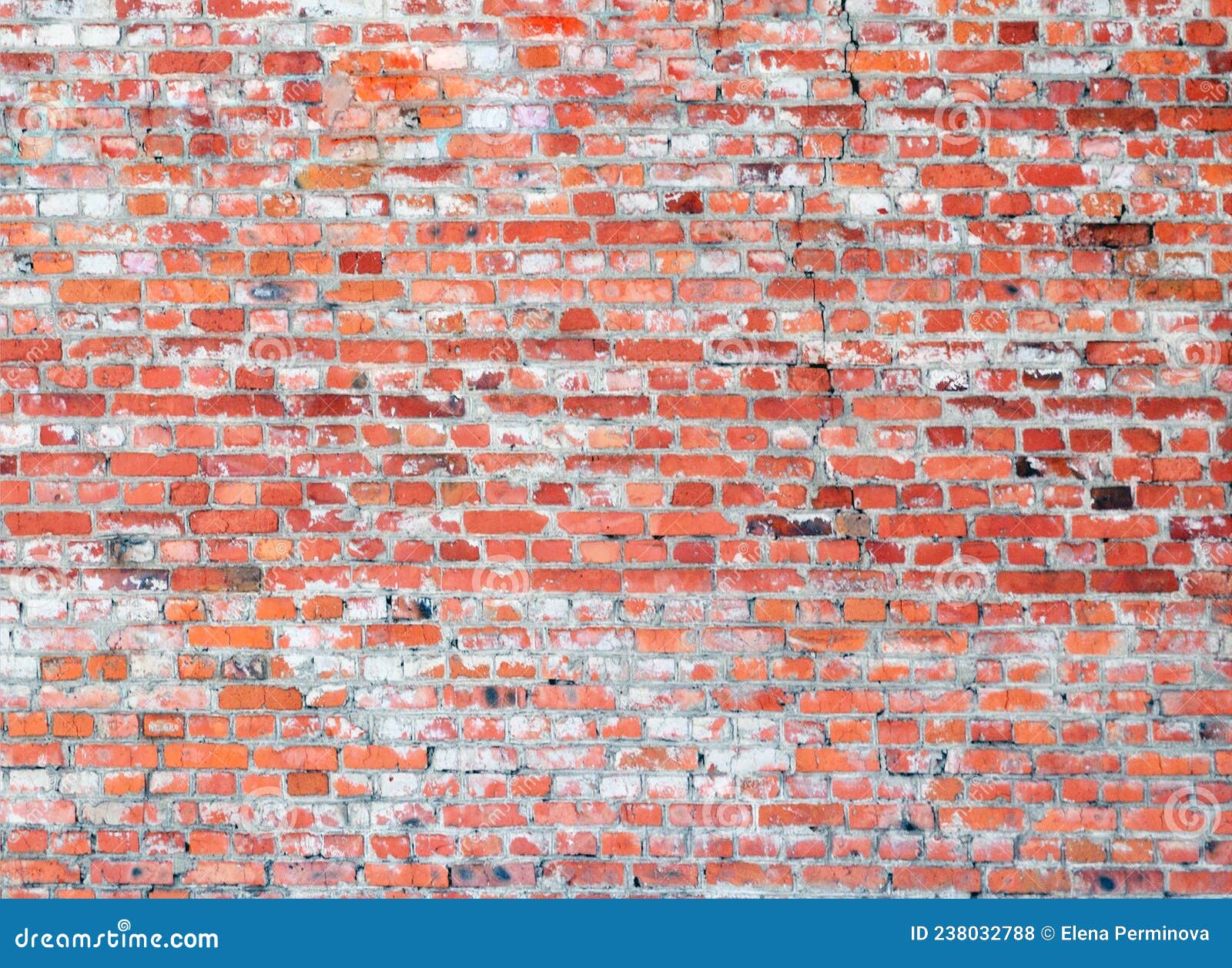 The Wall is Made of Red Bricks Covered with Cement and Old Paint ...