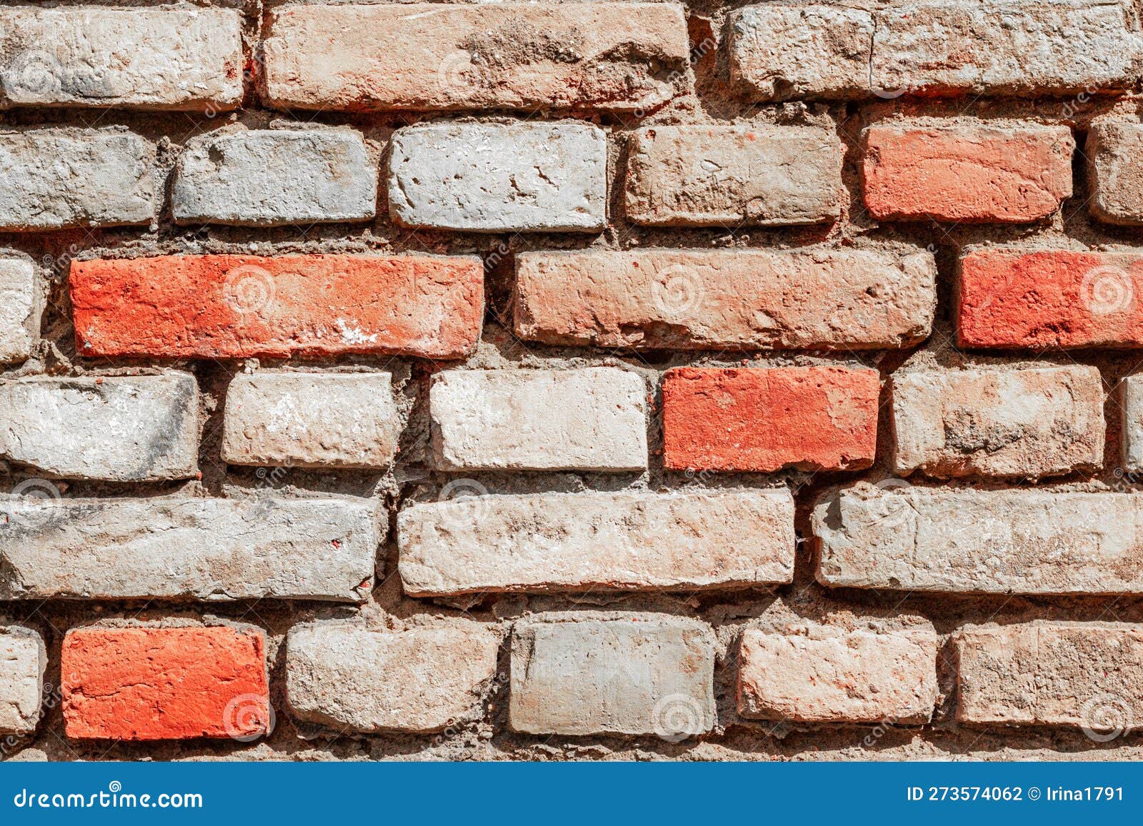 Wall Made of Red and Gray Old Bricks. Texture Background. the Concept ...