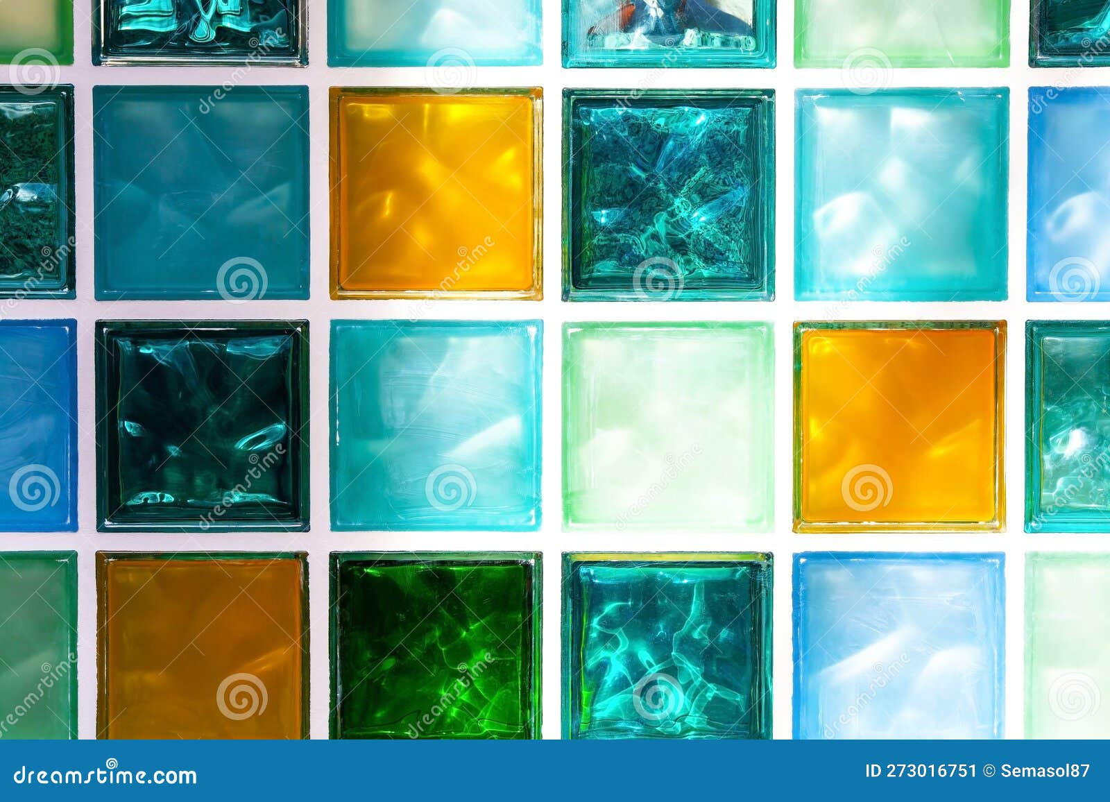 Wall Made of Square Glass Tiles. Background of Glass Cubes Stock Image ...