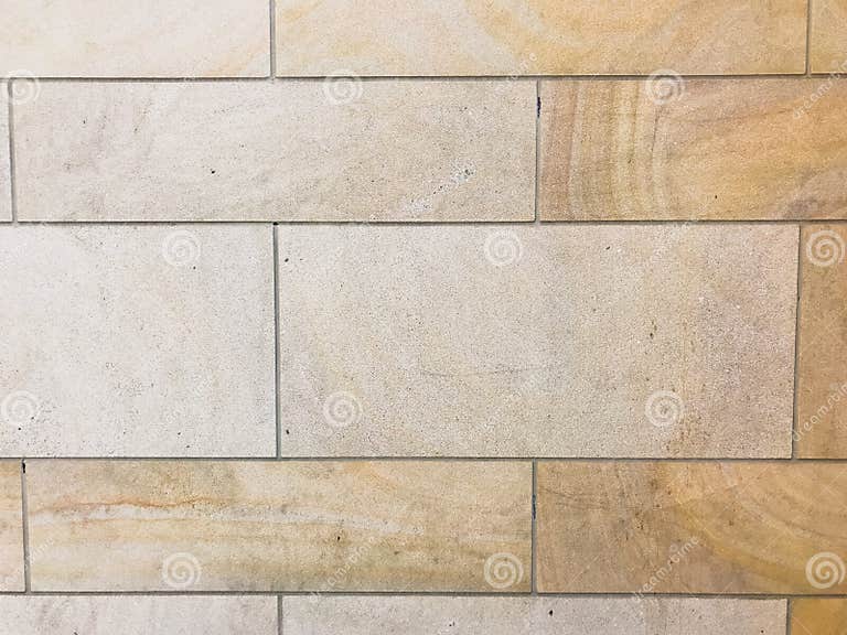 Wall Made of Tan Bricks with a White Border Stock Photo - Image of ...