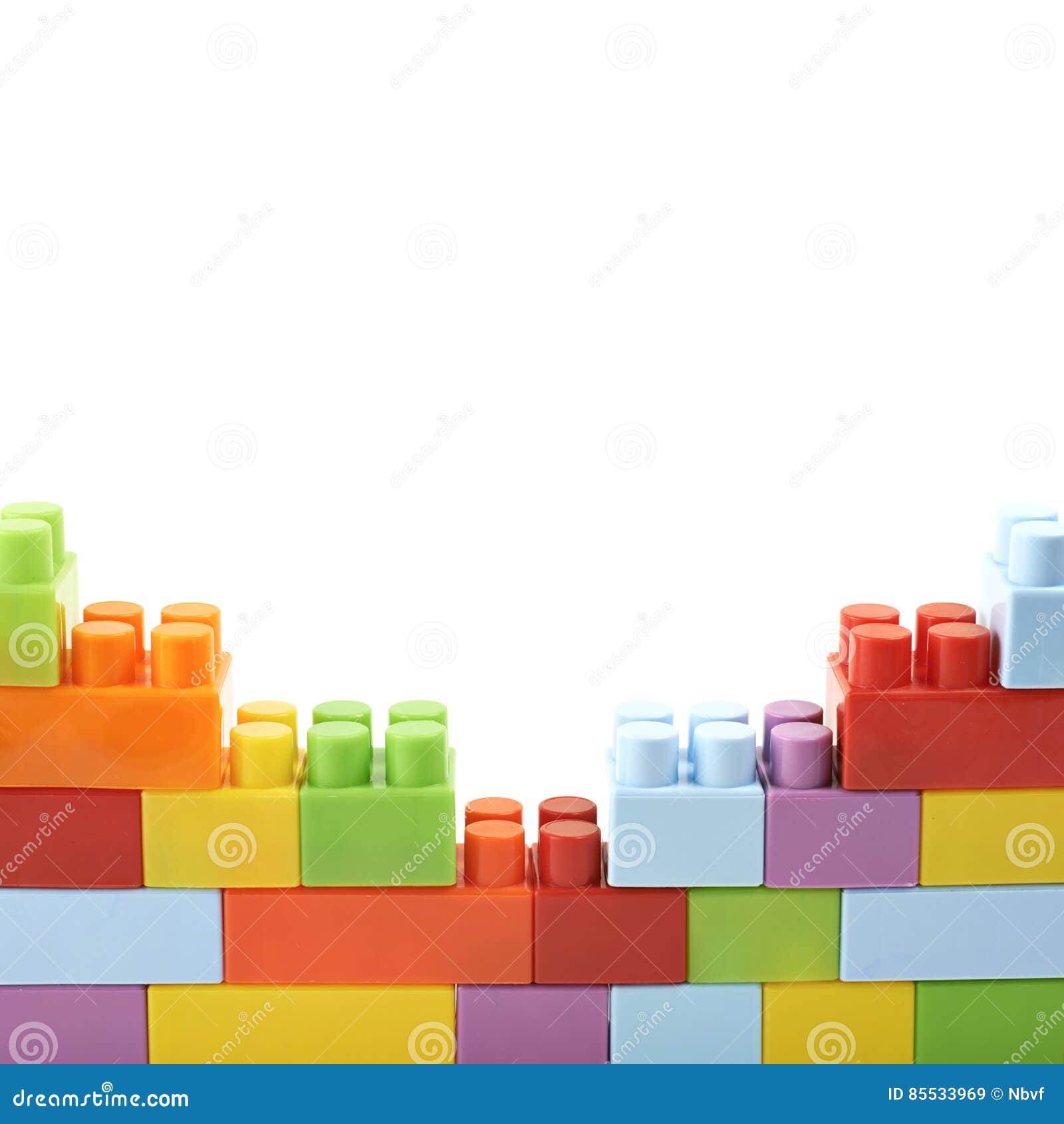Wall Made of Toy Bricks Isolated Stock Image - Image of game, learn ...