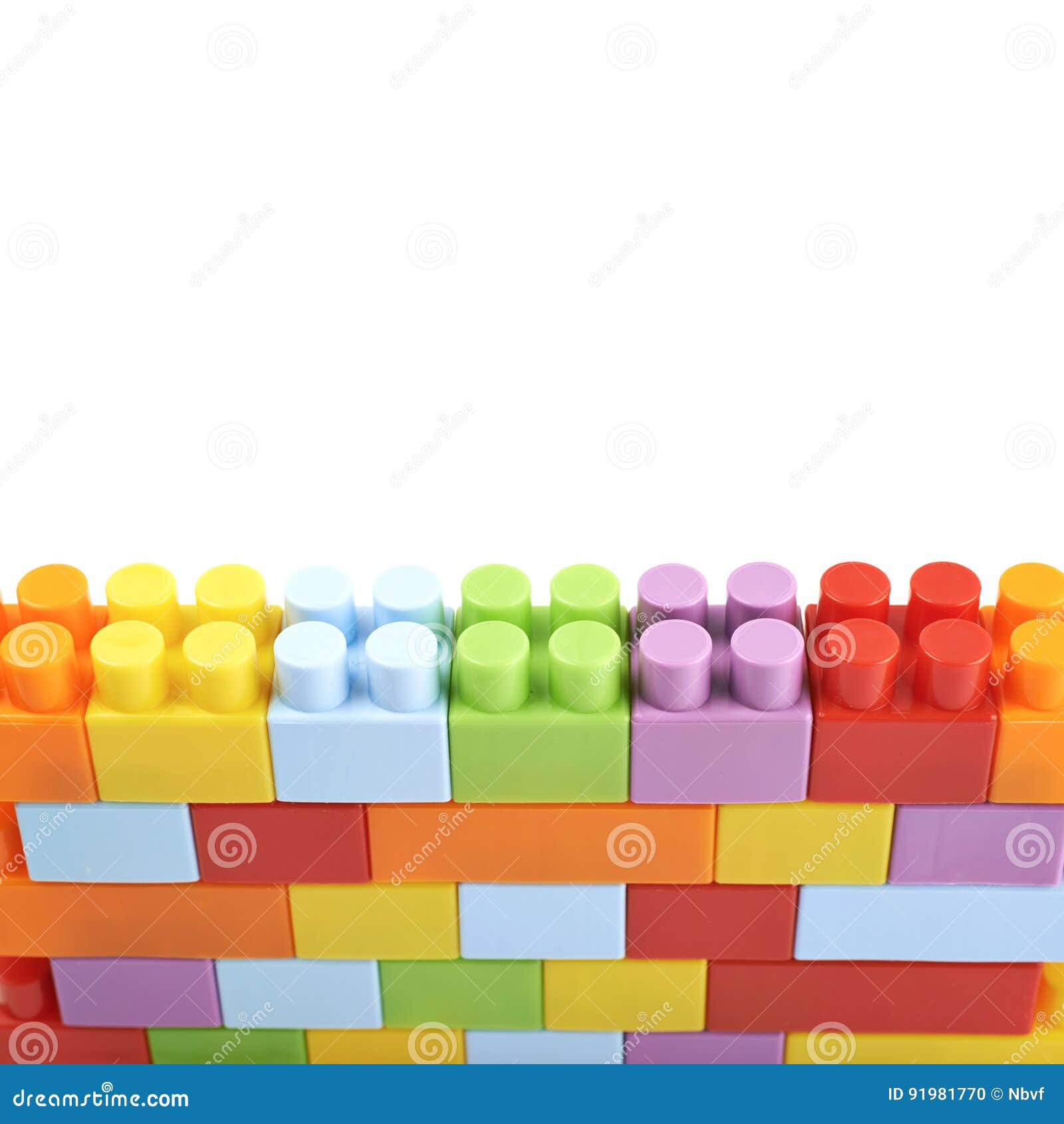 Wall Made of Toy Bricks Isolated Stock Photo - Image of childhood ...