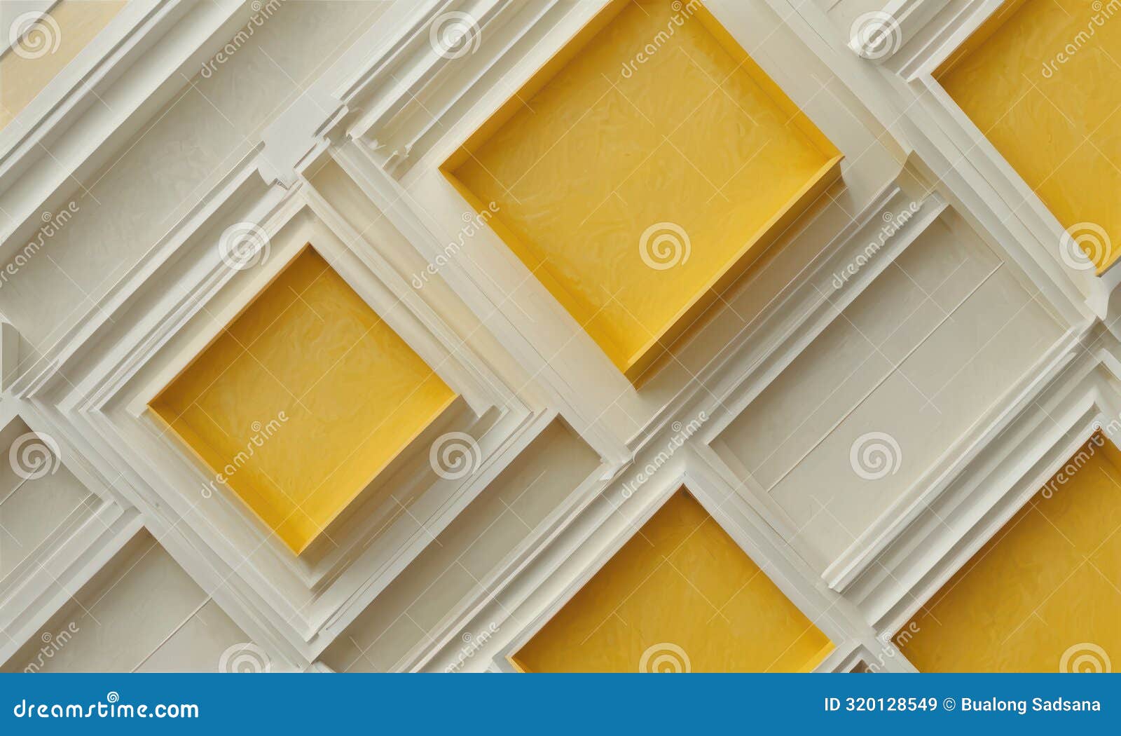 A Wall is Made Up of Many Small Yellow Squares, Creating a Pattern that ...