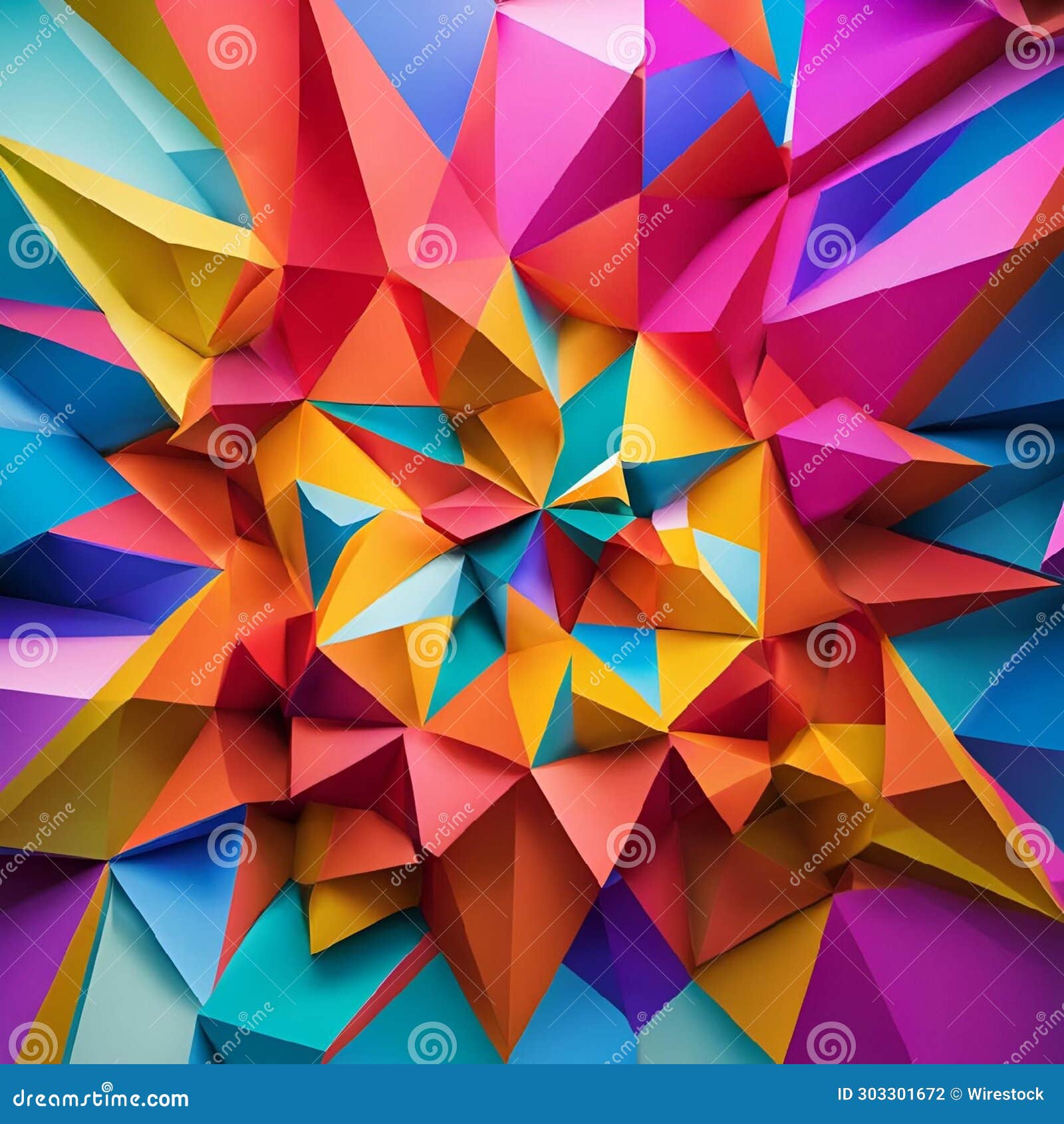The Wall is Made Up of Triangles with Different Colored Papers Stock ...