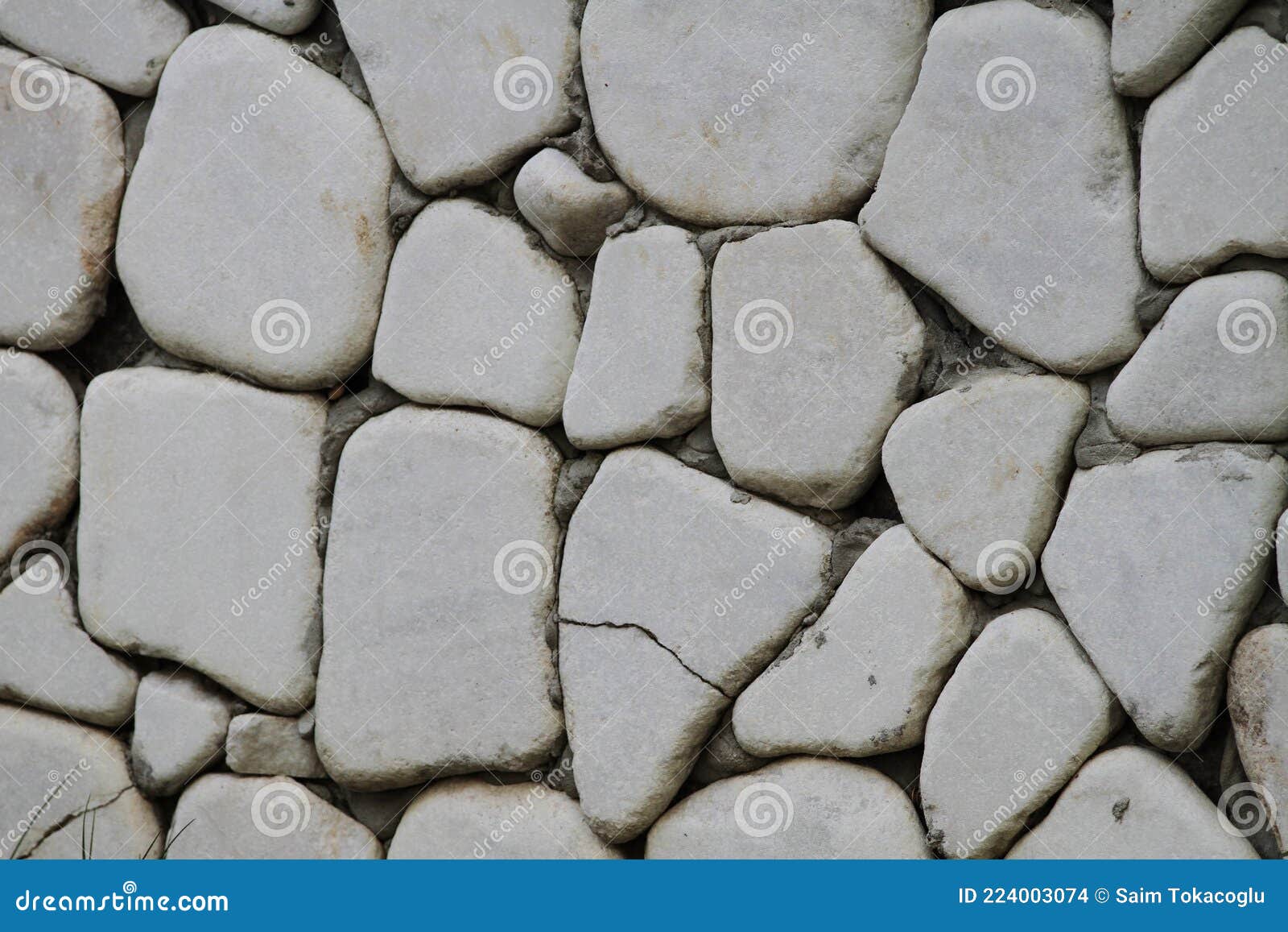 Wall Made Using White, Rounded White Stones. Stock Photo - Image of ...