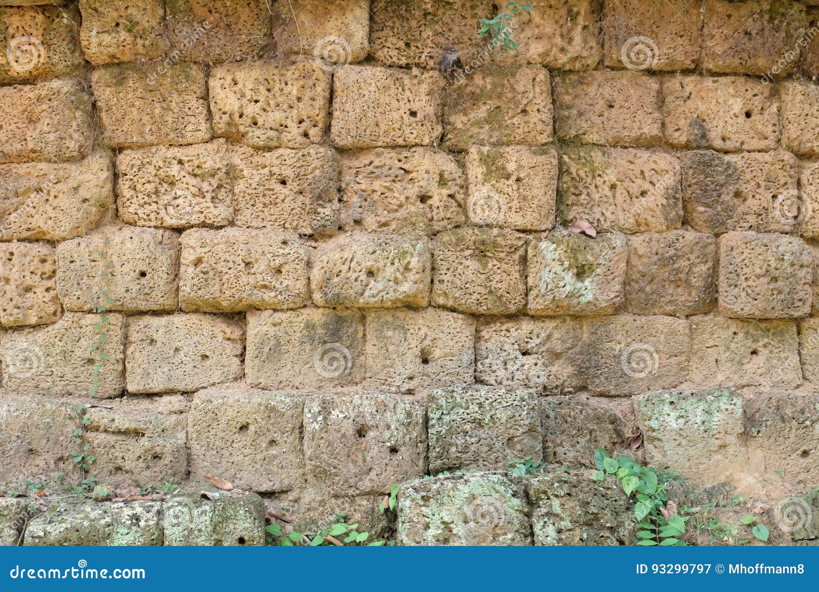 A Wall Made of Volcano Stone Blocks - Angkor Wat Stock Image - Image of ...