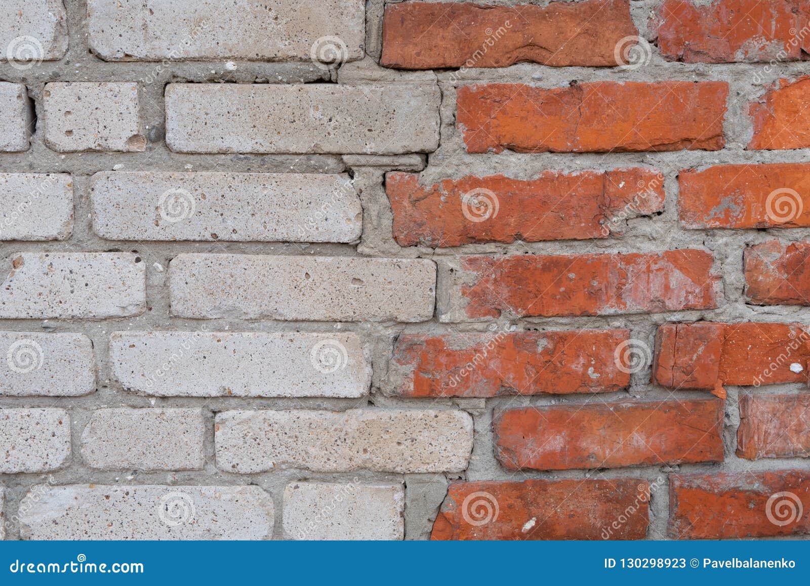 Wall Made of White and Red Bricks Stock Image - Image of separate ...