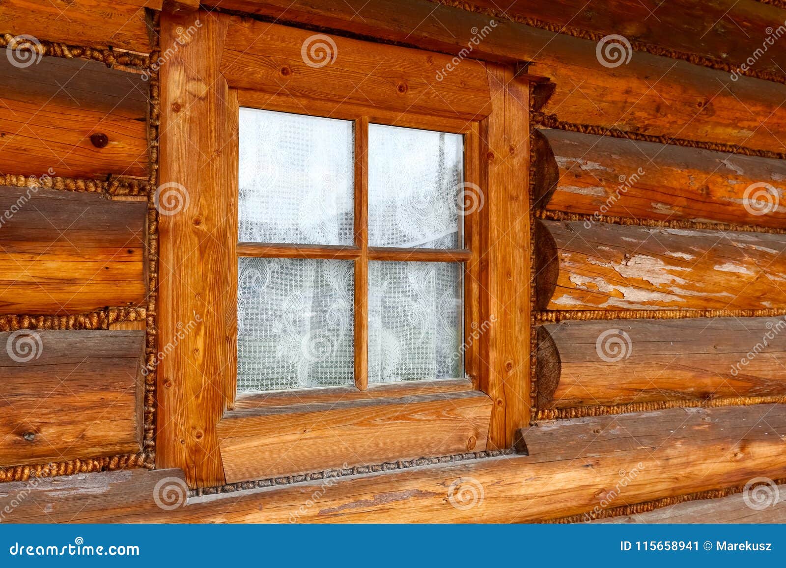 Small Window in the Wooden Frame Stock Image - Image of window, frame ...