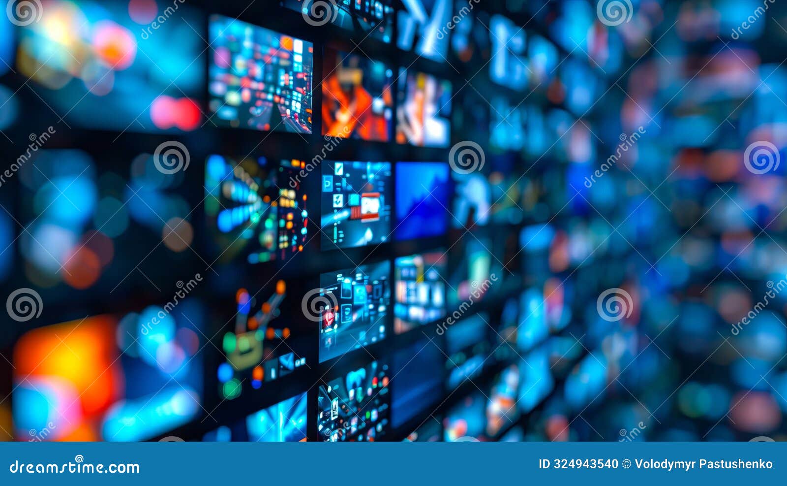 A Wall of Many Different Television Screens Stock Photo - Image of ...