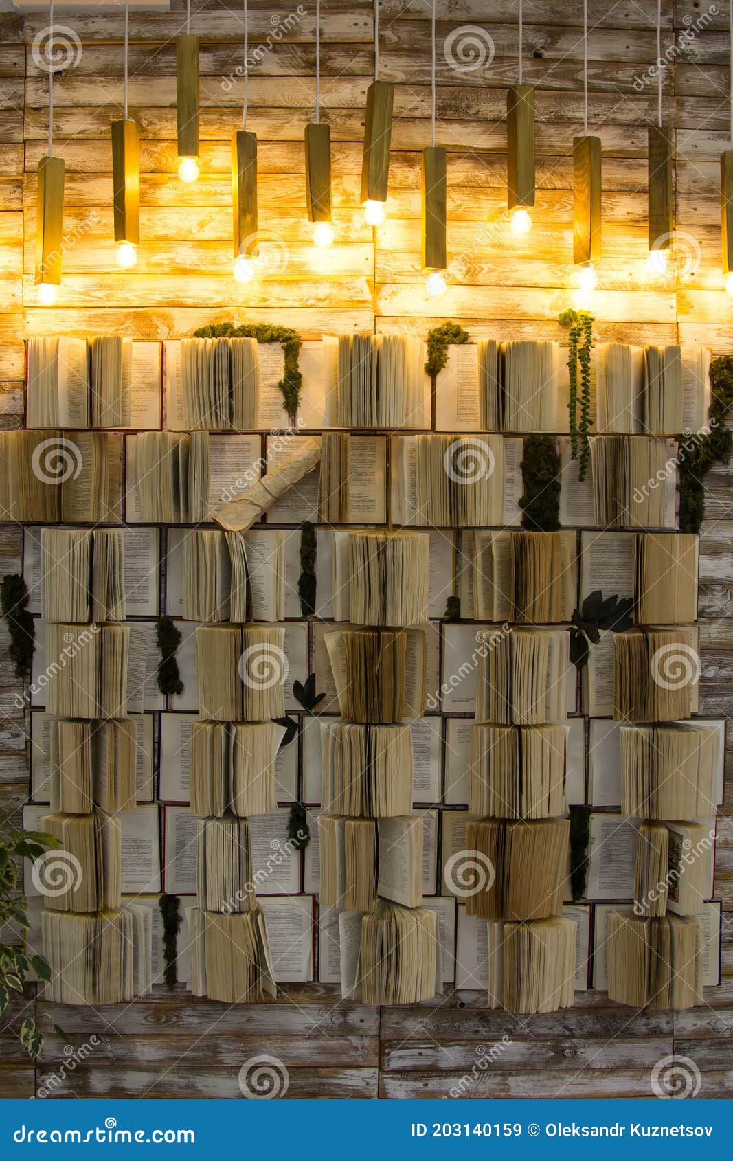 Wall of Many Open Books. Decoration Stock Image - Image of bookshelf ...