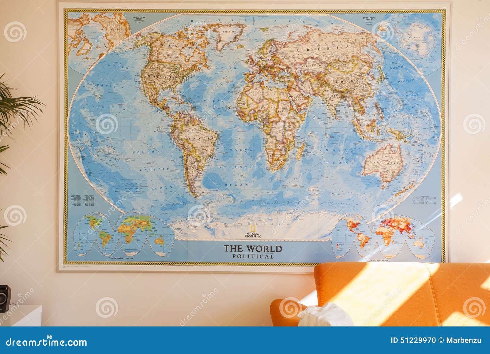 Wall Map in the room stock photo. Image of study, indoor - 51229970