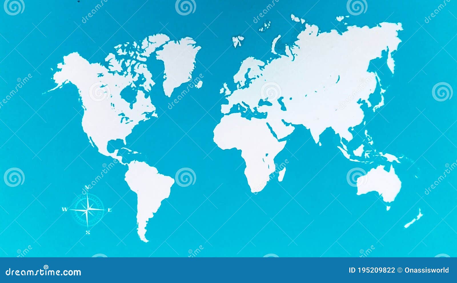Wall Map of the World with Compass Stock Photo - Image of boarder ...