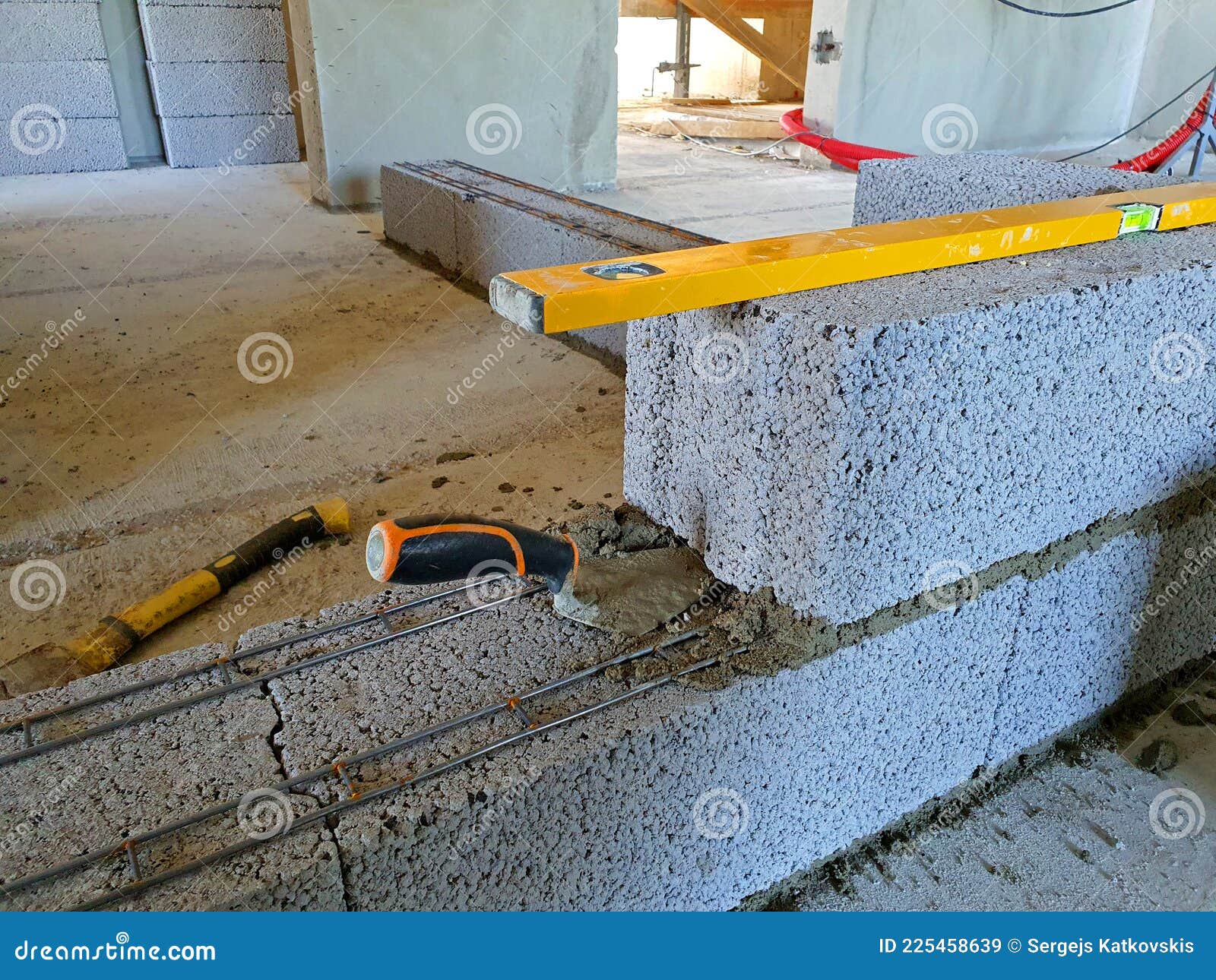 Wall Masonry on the Construction Site Stock Image - Image of wall ...