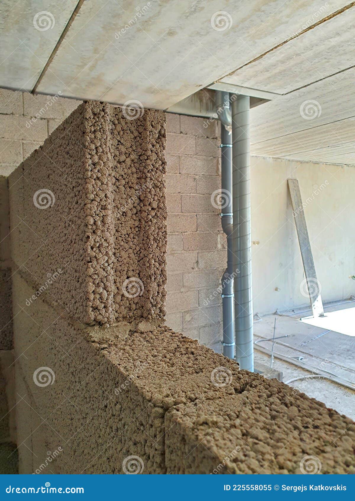 Wall Masonry on the Construction Site Stock Image - Image of instrument ...