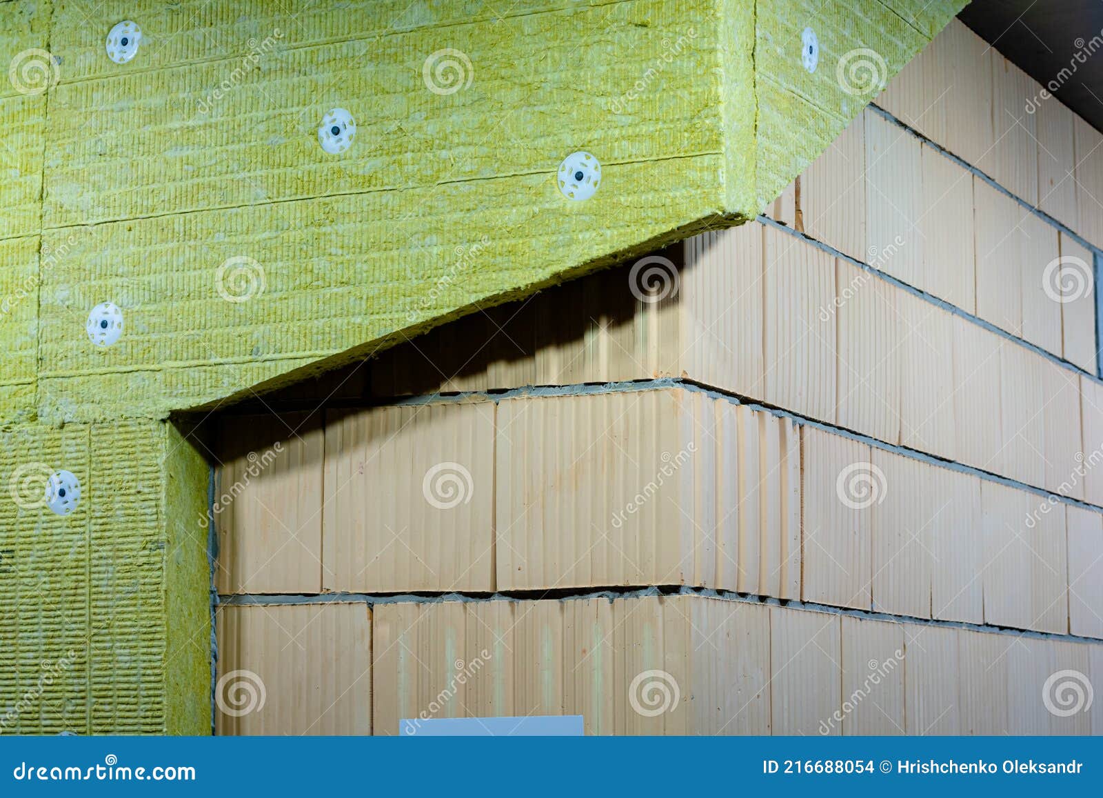 Wall Masonry Technology with Insulation Stock Photo - Image of fixing ...